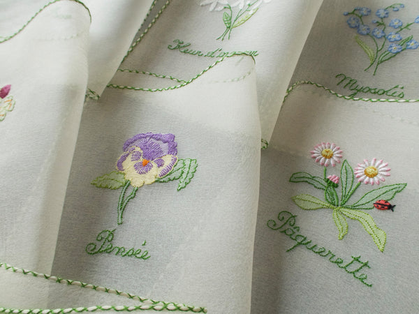 French Flowers Vintage Silk Chiffon Cocktail Napkins, Set of 12 ...